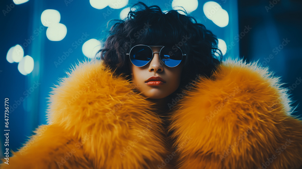Cinematic portrait of a beautiful girl with sunglasses and a bob ...