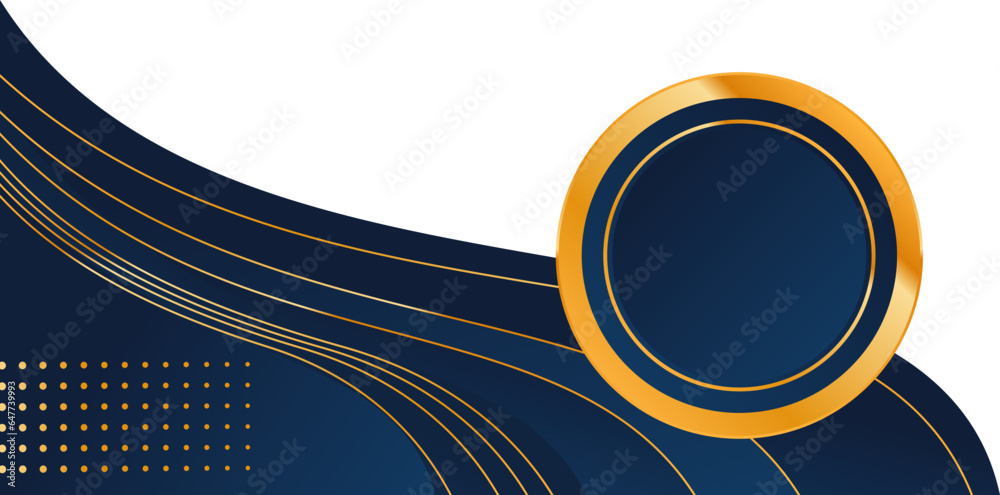 Blue gold gradient abstract curve corner border for business or ...