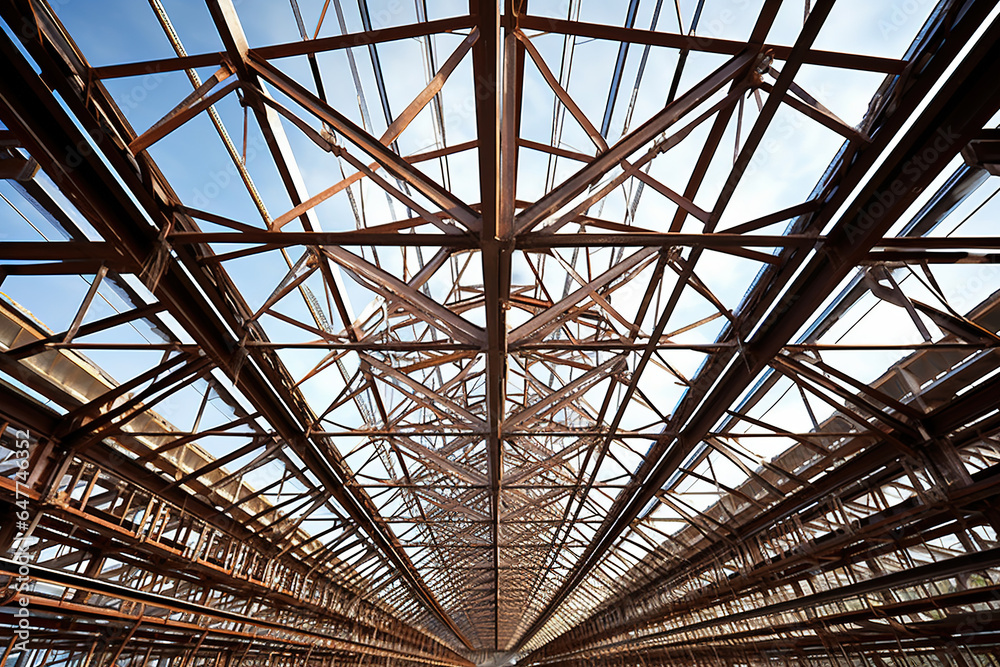 Structure building of steel structure roof truss frame installation ...