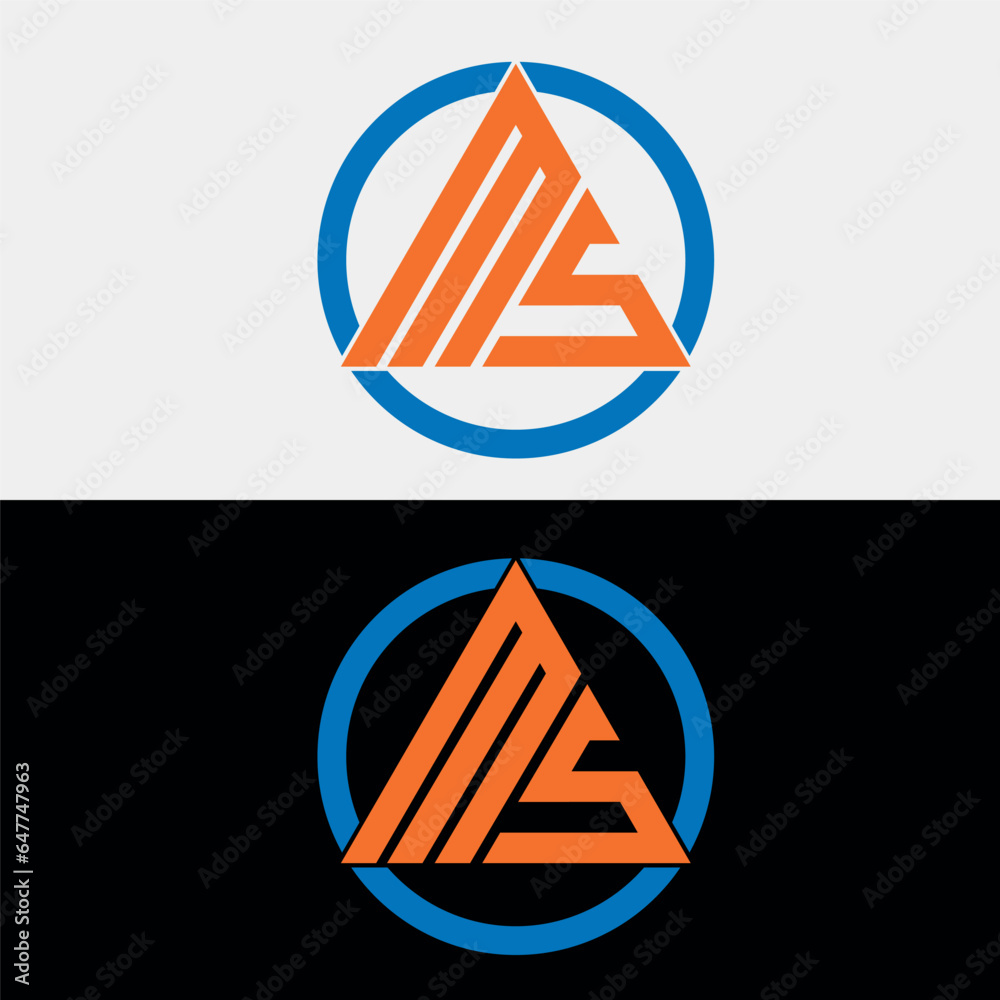 Triangle Letter MS Logo Design Stock Vector | Adobe Stock