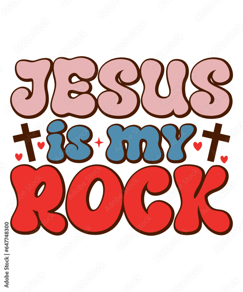 jesus is my rock retro design, jesus is my rock t-shirt design, jesus ...
