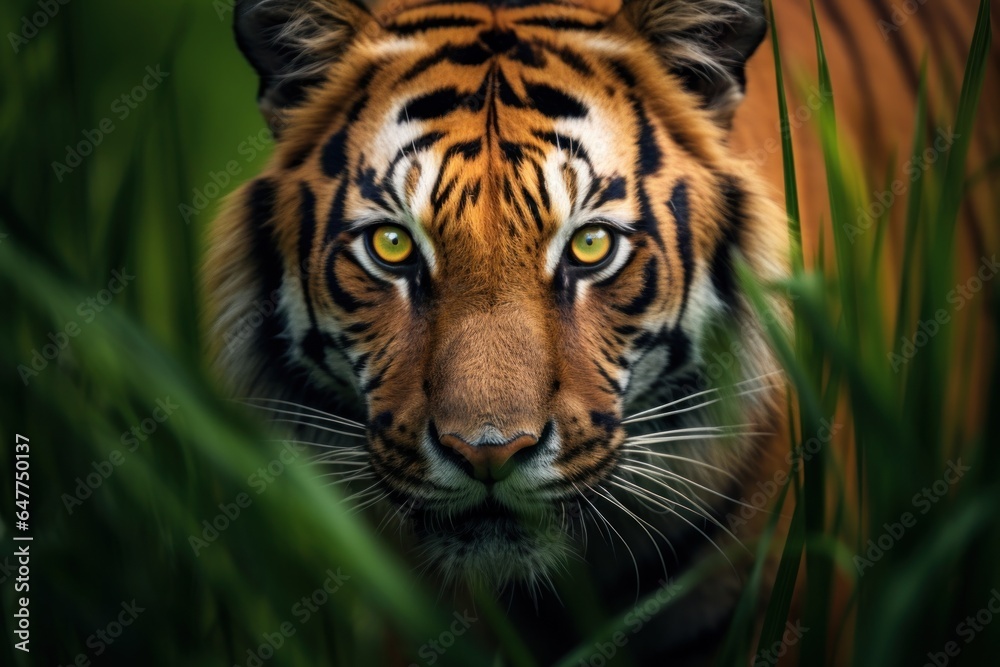Bengal tiger face portrait, close up. Beautiful wild big cat look at ...