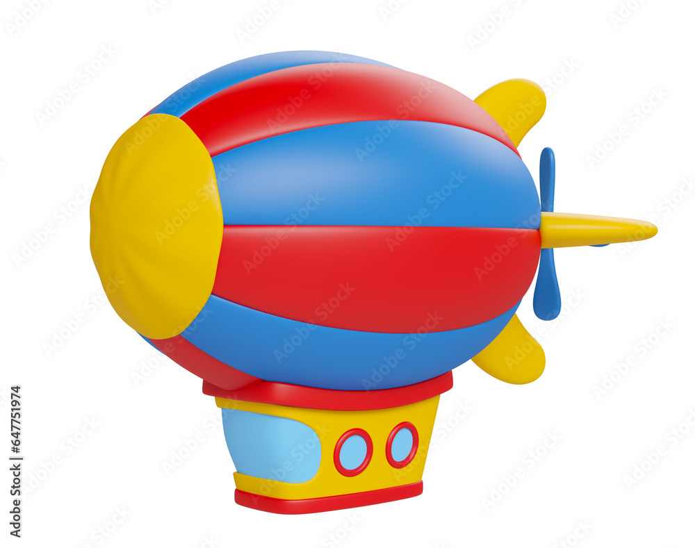 Inflatable blimp in on transparent background in 3d render cartoon ...