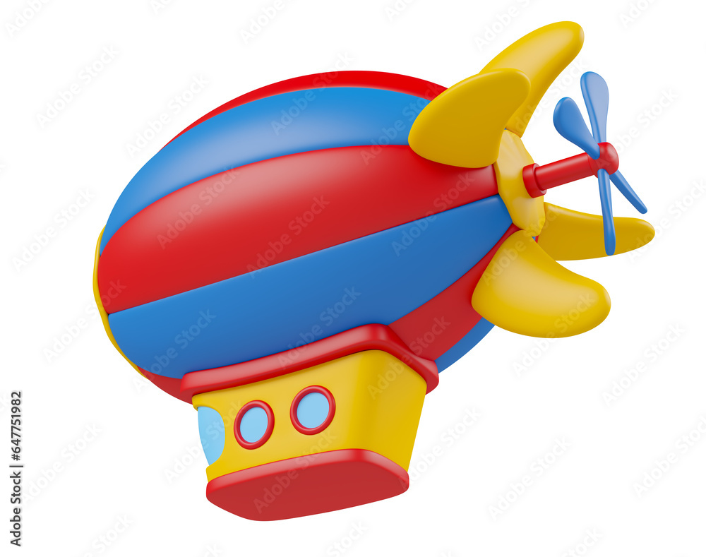 Inflatable blimp in on transparent background in 3d render cartoon ...