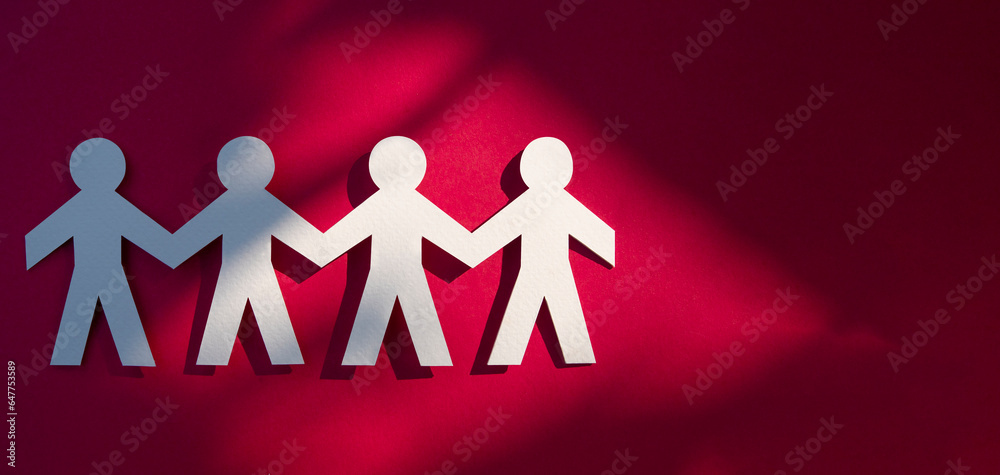 symbolic of paper chains. People are connected to each other. Concept ...