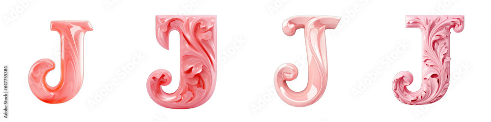 Pink colored alphabet, logotype, letter J isolated on a transparent ...