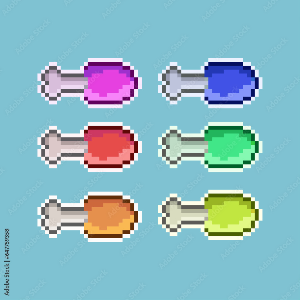 Pixel art sets of chicken meat with variation color items asset. simple ...