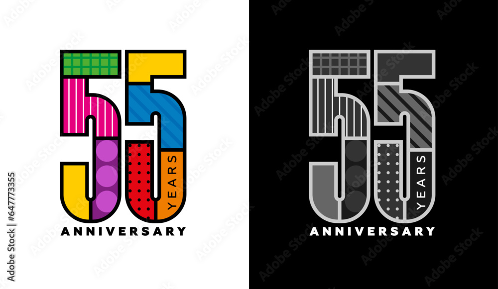 Vecteur Stock Set of logos for 55th anniversary, fifty-fifth ...