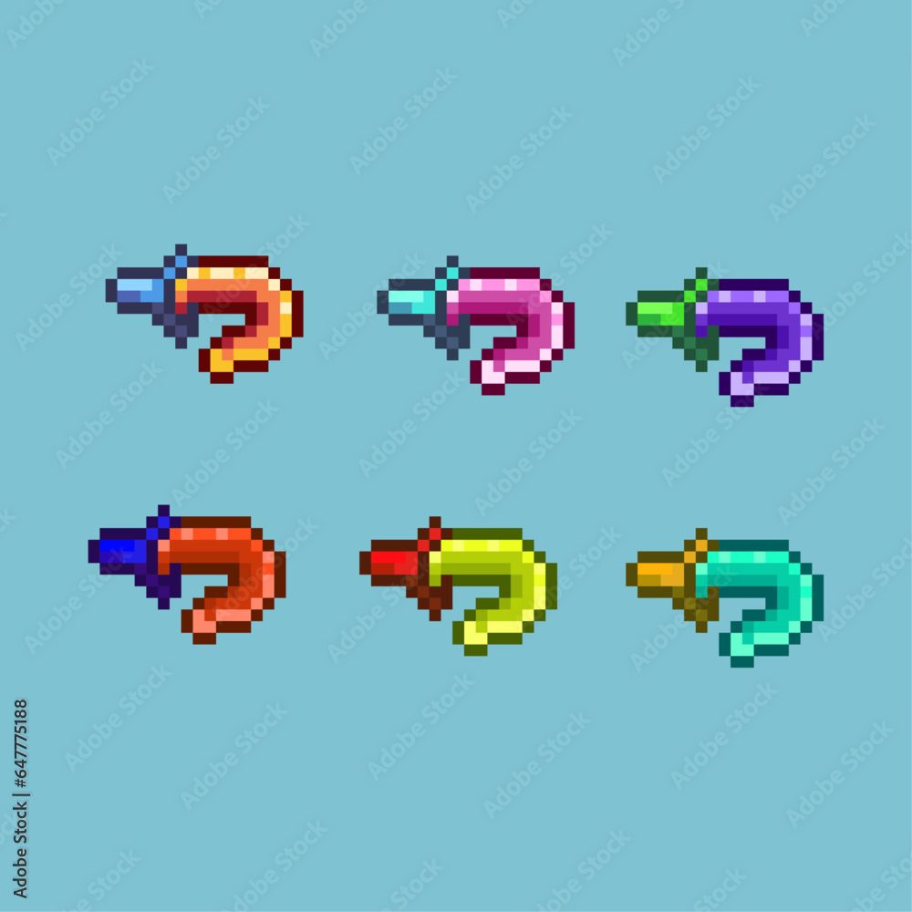 Pixel art sets of dagger weapons with variation color items asset ...