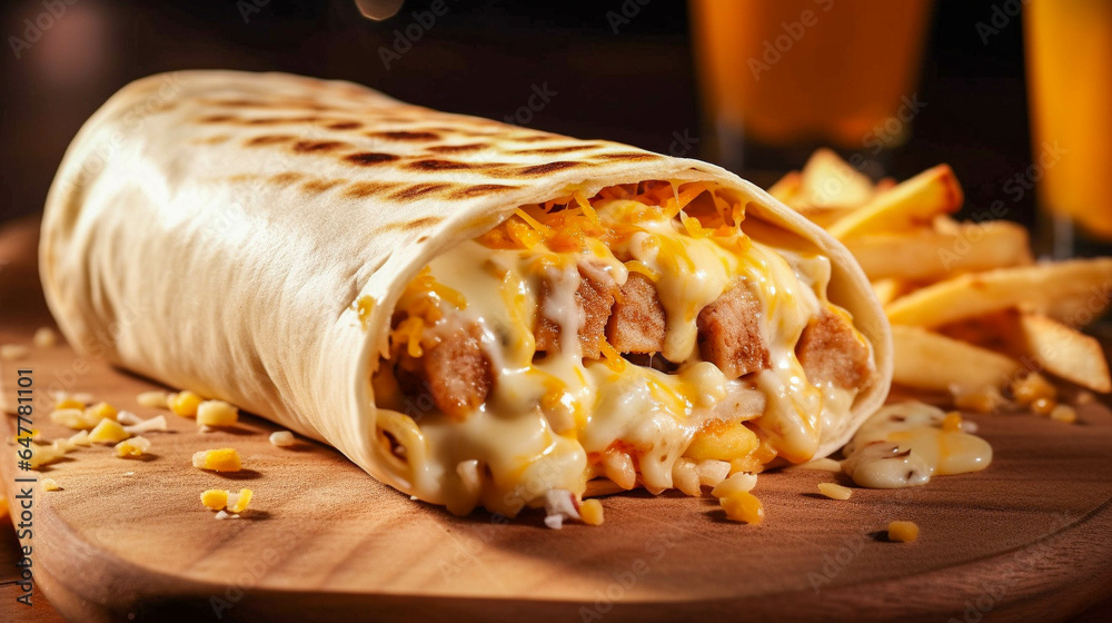 French Tacos with Beef, French Fries, and French Cheese. With French ...