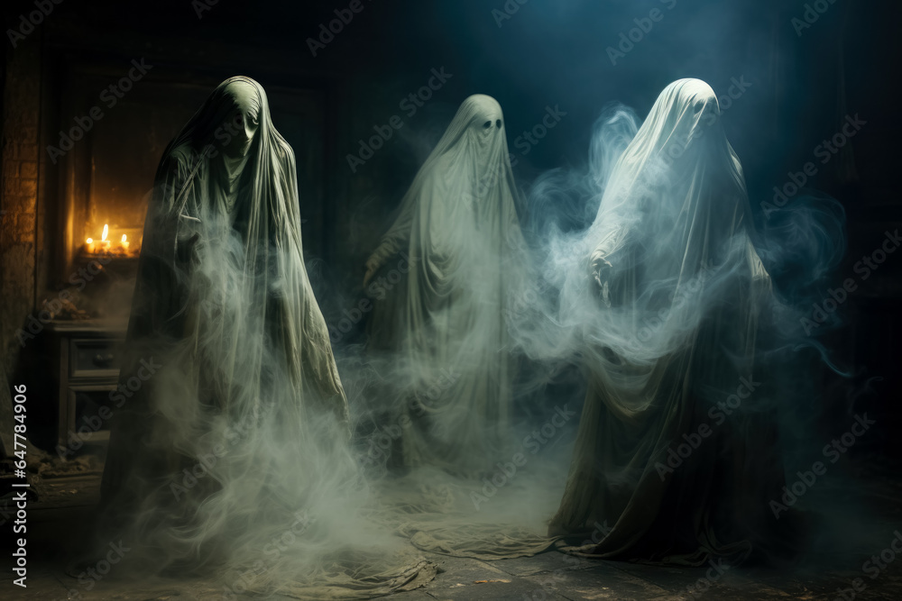 Ghostly apparitions emerge from the shadows their ethereal glow ...