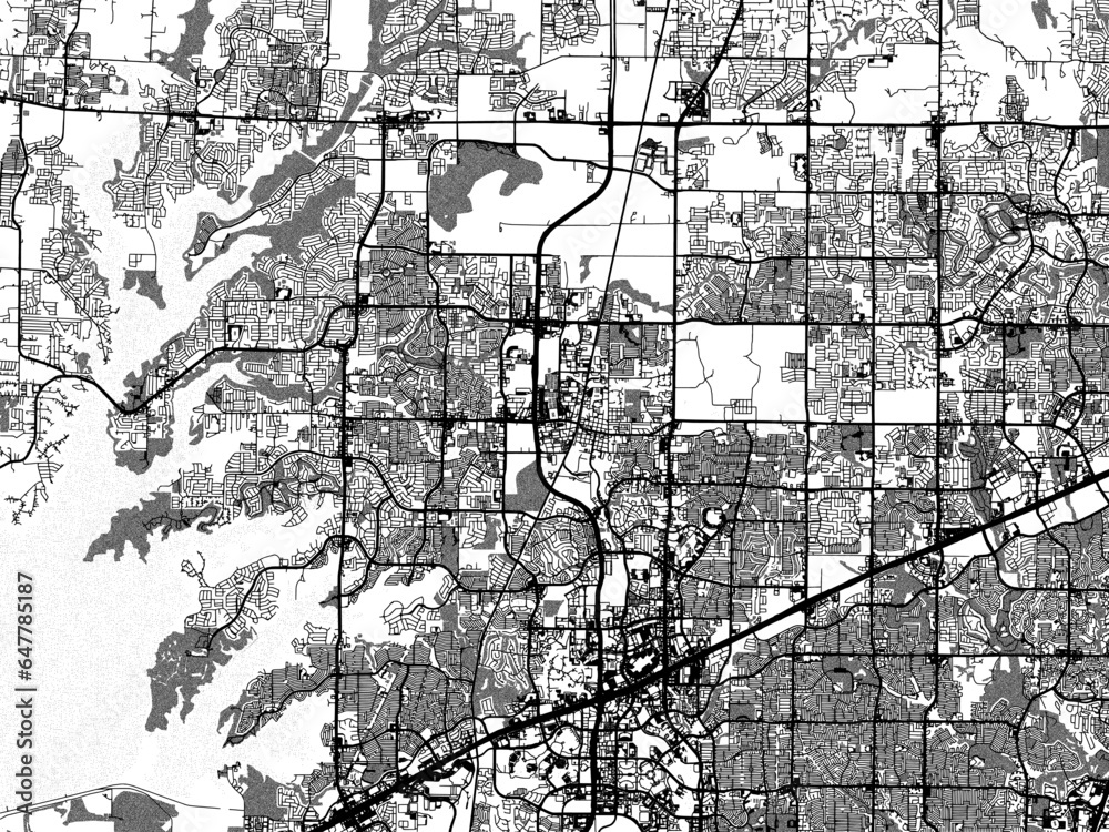 Greyscale vector city map of Frisco Texas in the United States of ...