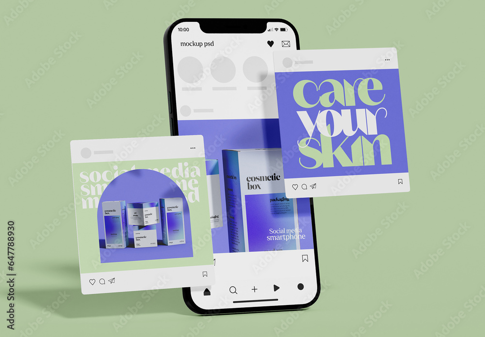 Smartphone Social Media Post Mockup Stock Template | Adobe Stock