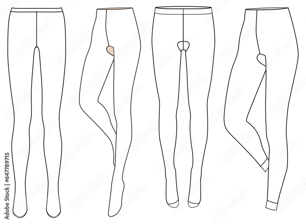 Tights leggings Pants design flat sketch vector illustration drawing ...
