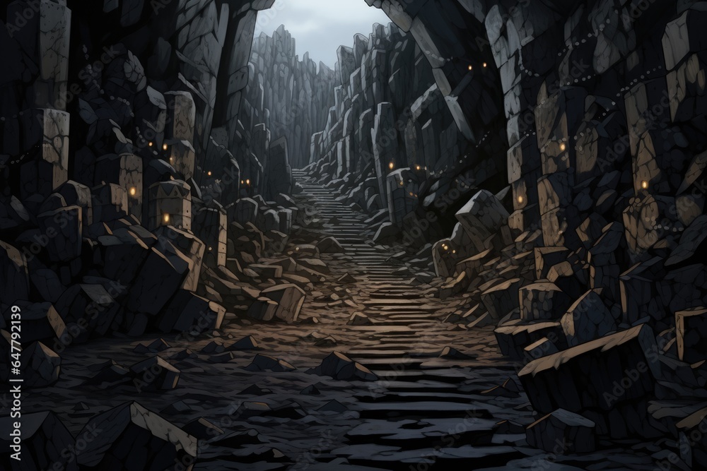Visual Novel Background : Subterranean Dwarven Mine Stock Illustration ...