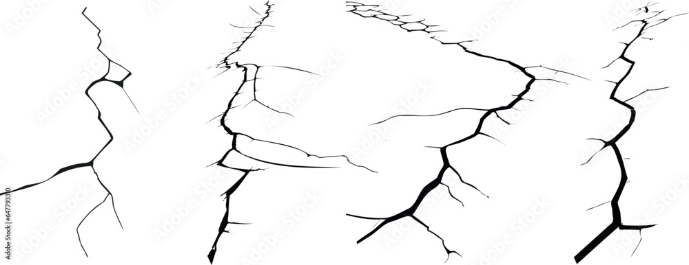 Crack Vector illustrations Set collection of various crack patterns ...