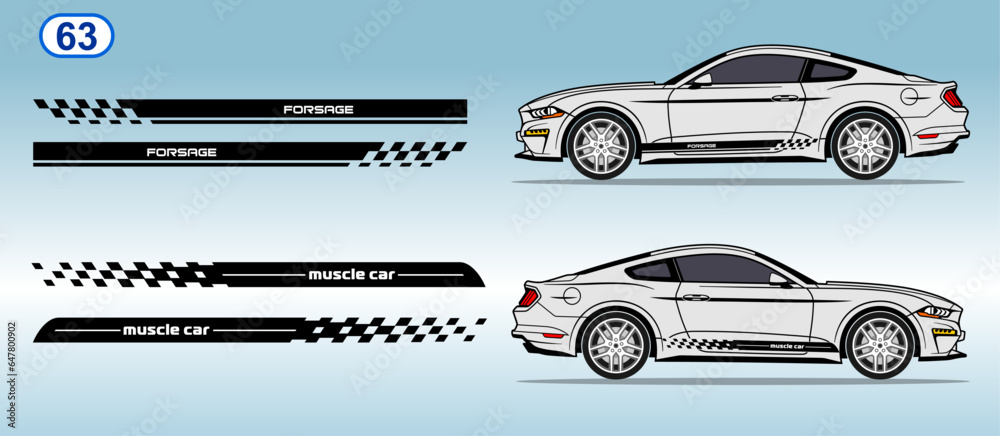American muscle car side door sticker stripe design. Auto vinyl decal ...