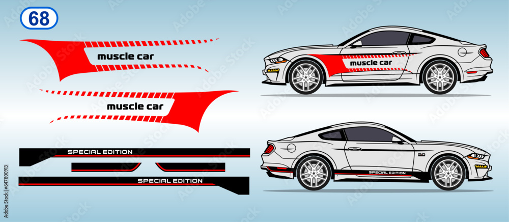 American muscle car side door sticker stripe design. Auto vinyl decal ...