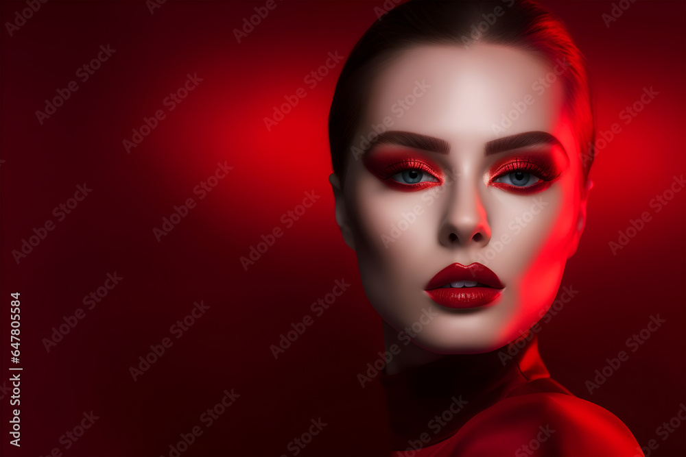 Fashion editorial Concept. Closeup portrait of stunning pretty woman ...
