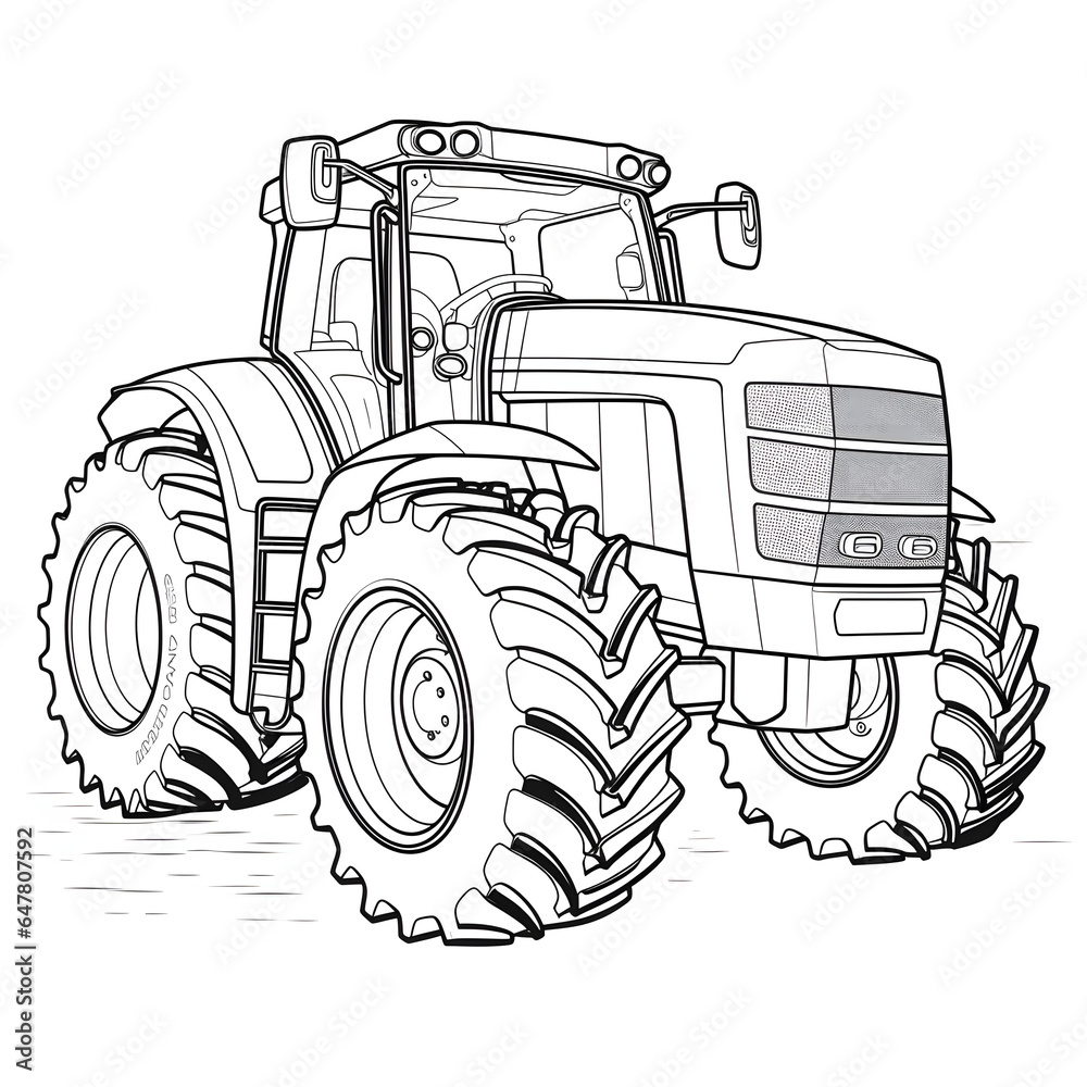 Outline drawing of tractor concept, tractor coloring page line art ...