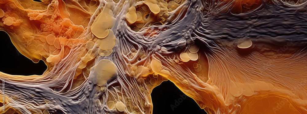 brown microorganism growth under microscope, macro shoot of disease ...