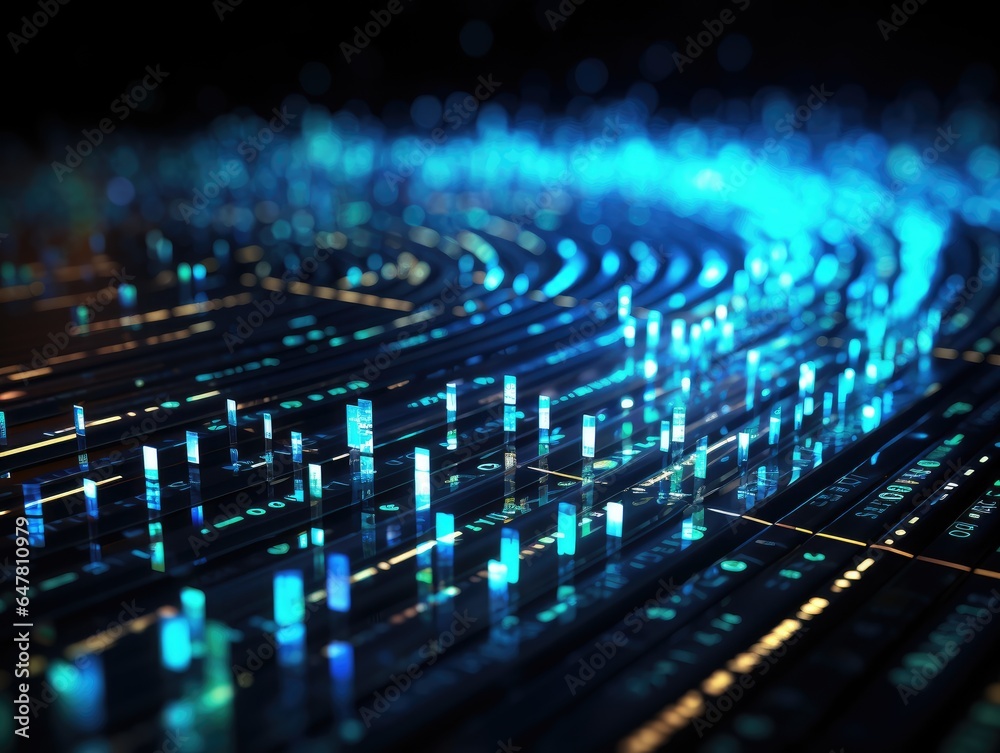 Abstract background with lines of code and binary digits representing ...