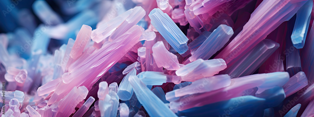 mesmerizing array of vibrant pink and blue crystal beads, displaying ...