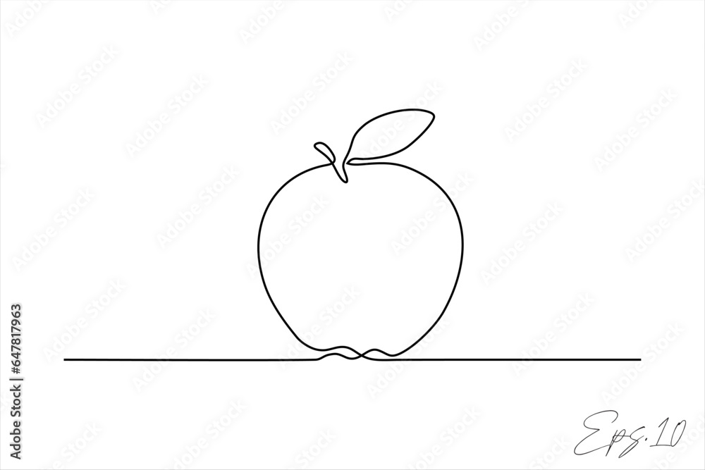 continuous line art drawing of apple fruit Stock Vector | Adobe Stock