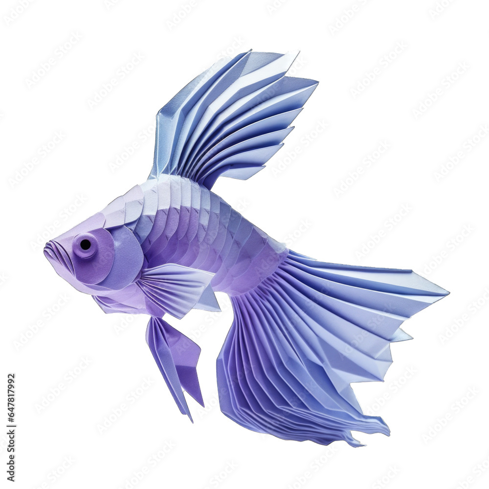 Origami Betta Fish isolated on transparent background Stock ...