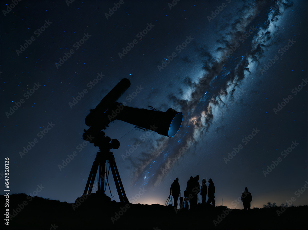 Astronomers and astrophysicists using powerful telescopes to explore ...