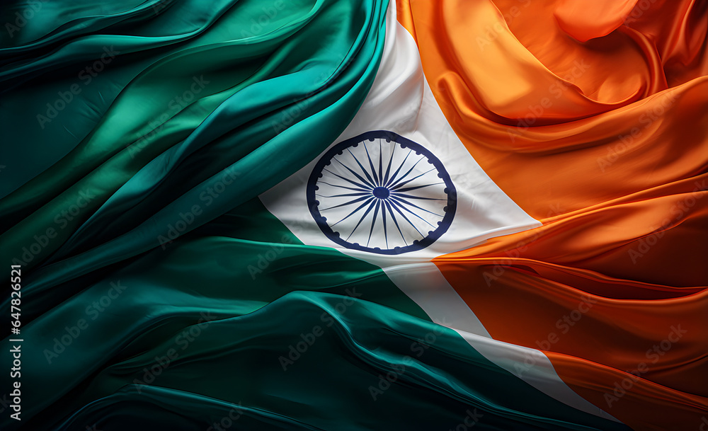 3d illustration of fluttering flag of India texture. Stock Photo ...