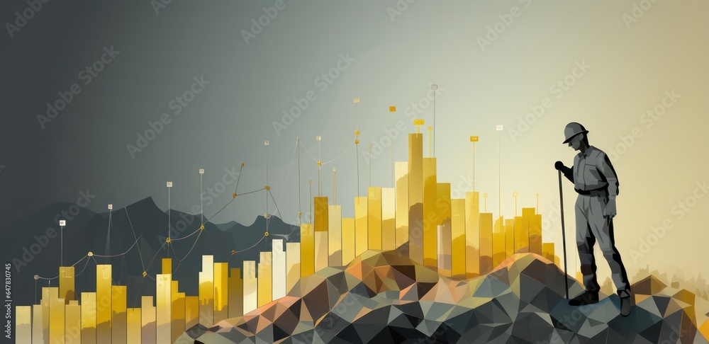 Investing and value creation in mining industry concept. Geologist ...