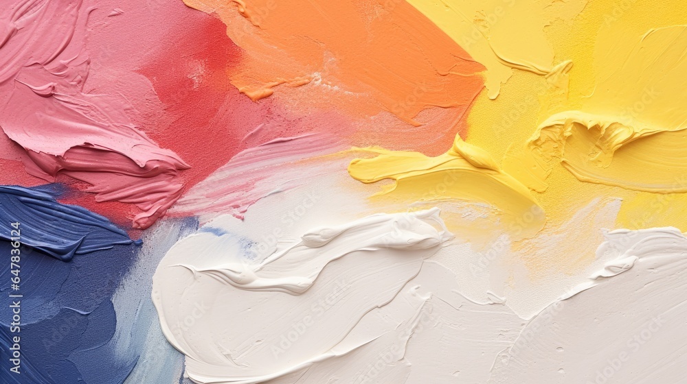 Mixing paints with gradient vivid colors. Painting with a thick layer ...