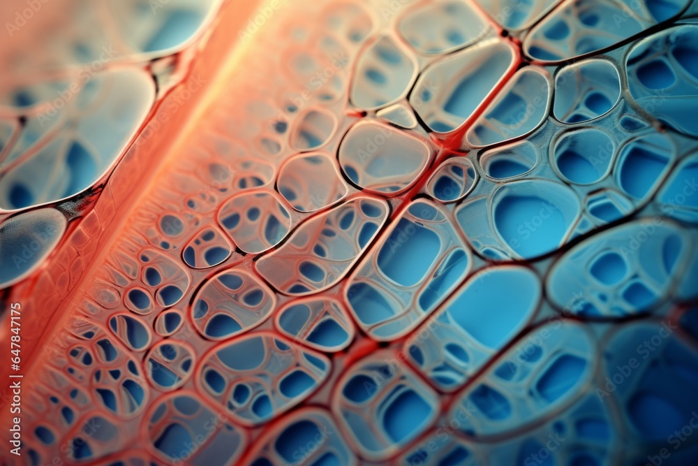 Microscopic macro close-up shot scientific research epithelial tissue ...