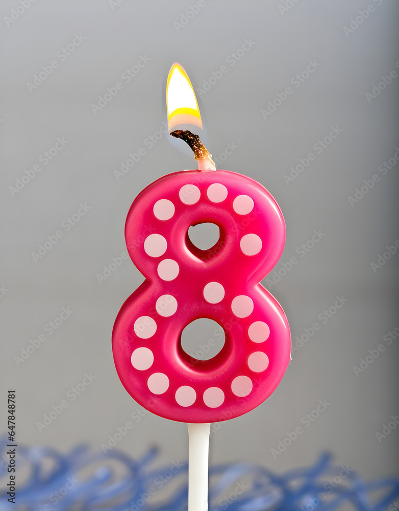 number ´8´ BIRTHDAY CANDLE - created by AI Stock Illustration | Adobe Stock