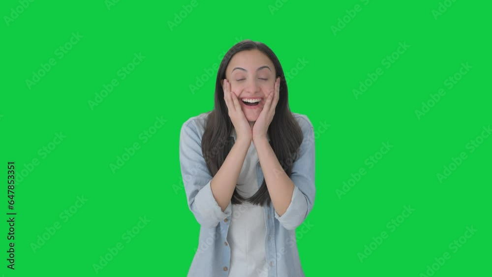 Happy Indian girl getting a big surprise Green screen Stock Video ...