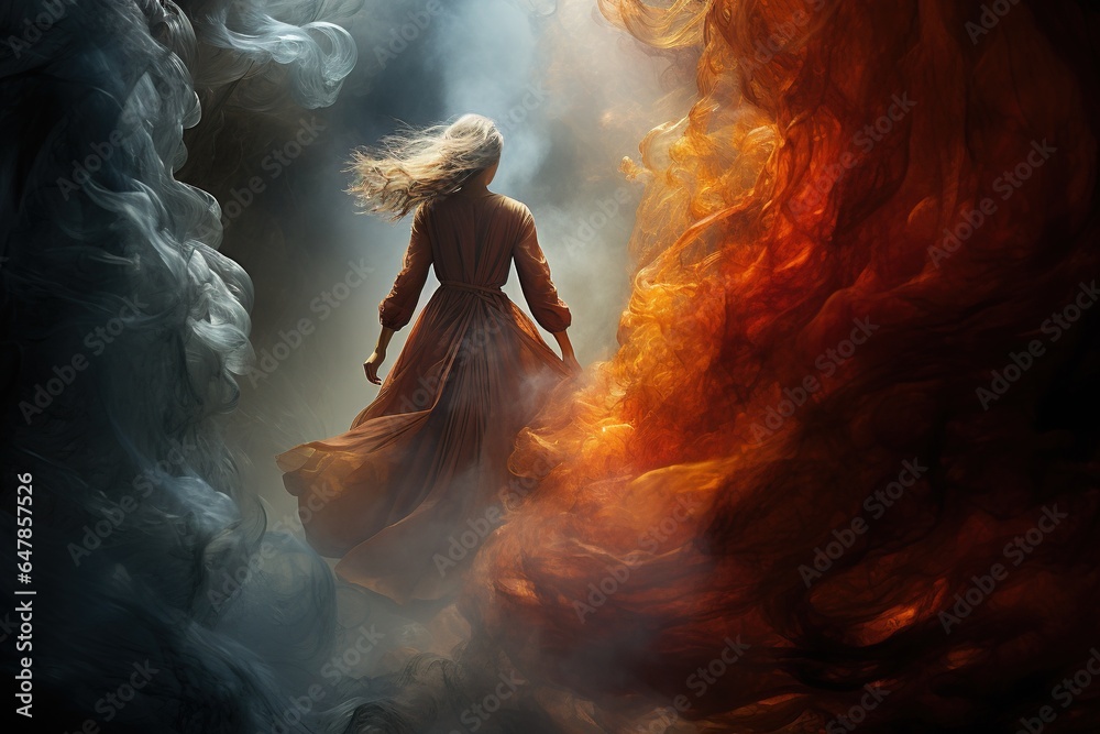 Religious biblical concept of human death, soul goes to purgatory, road ...