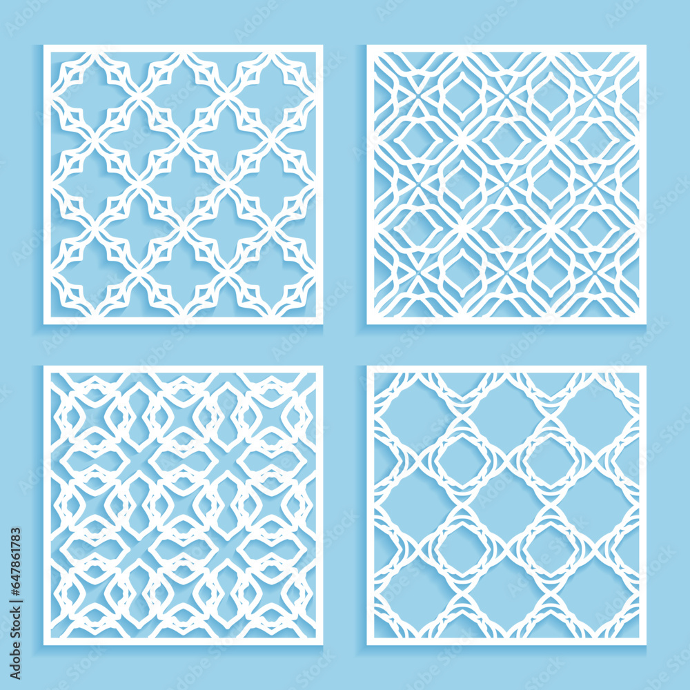 Templates for laser cutting, plotter cutting, printing. Square line ...