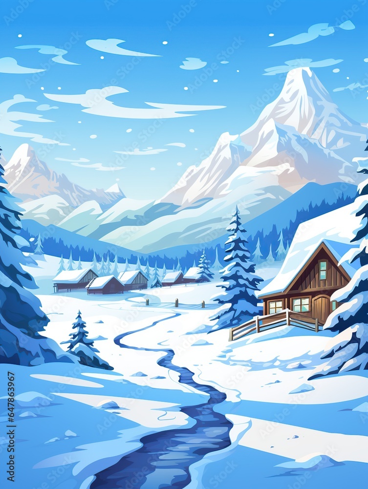 Flat winter landscape. Snowy backgrounds. Snowdrifts. Snowfall. Clear ...