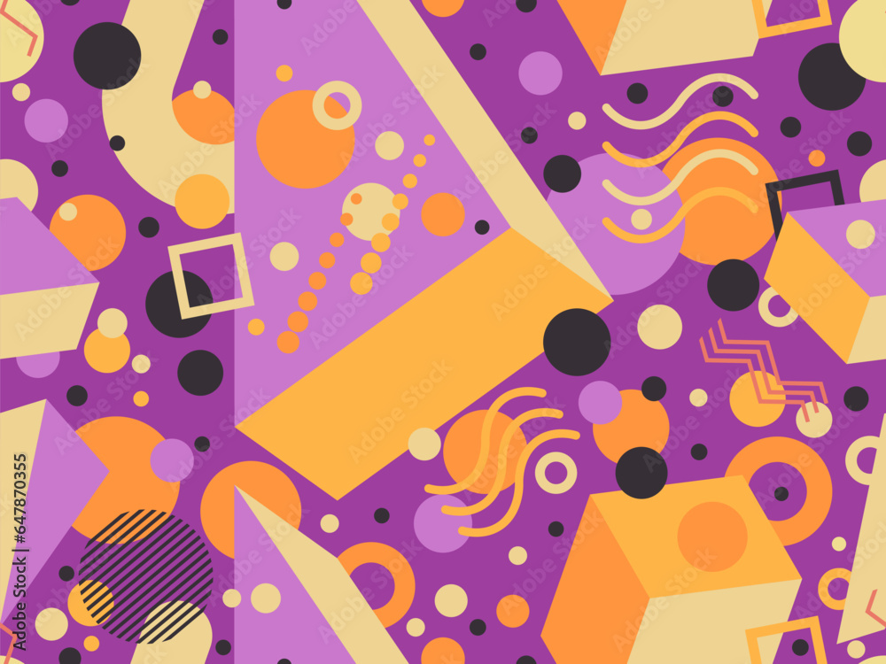 3d geometric seamless pattern in style of the 80s. 3d isometric ...