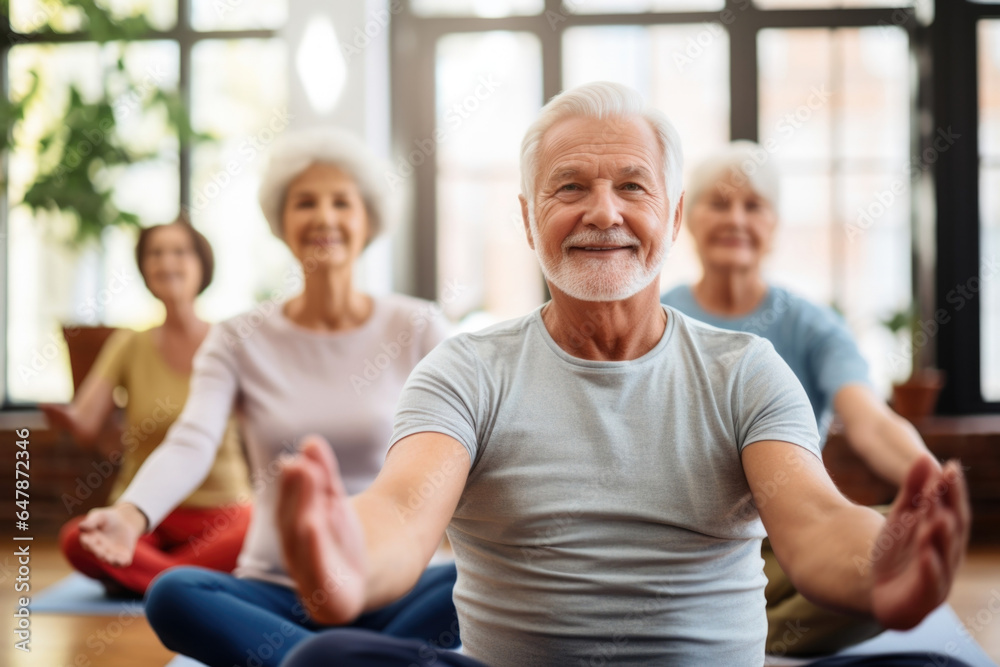 An artistic portrayal showcasing seniors seated comfortably on chairs ...