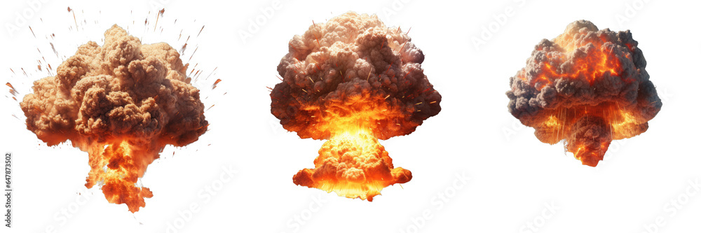 Png Set Detailed large mushroom cloud explosion of thermonuclear bomb ...