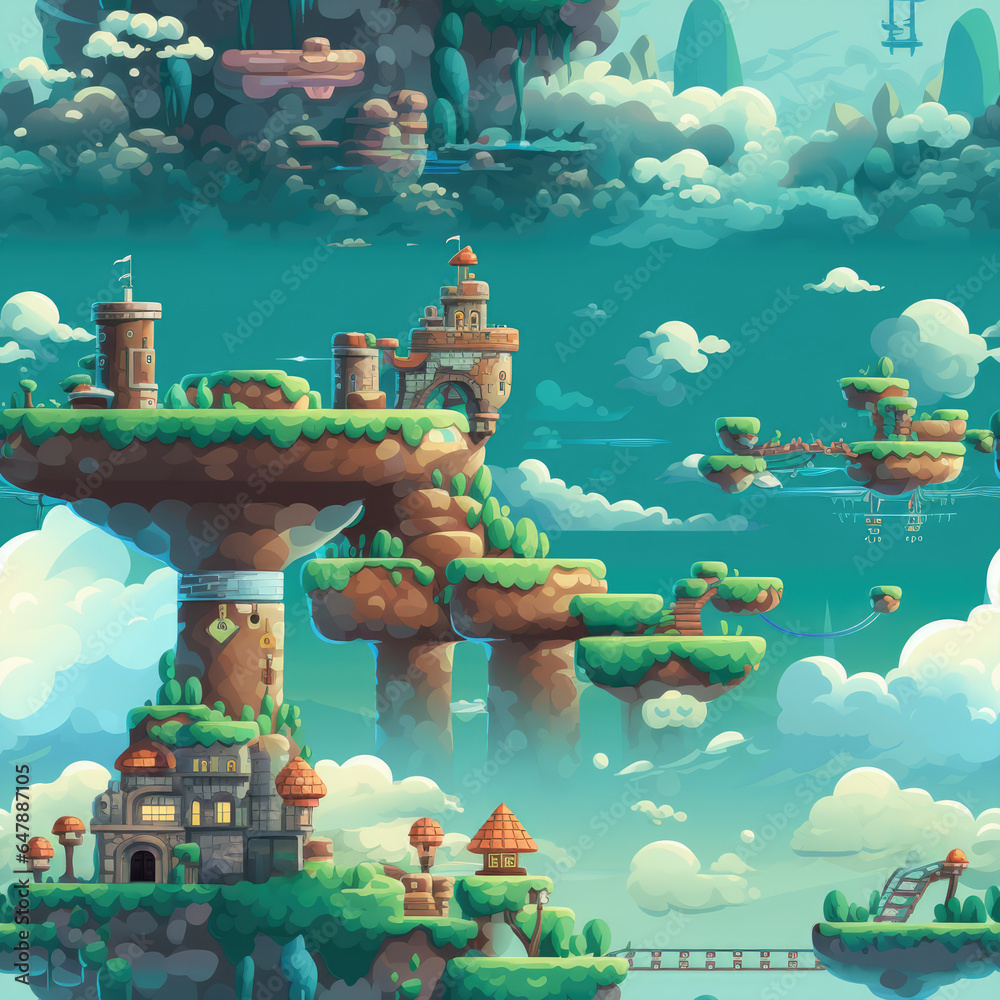 Seamless pattern pixel art of gaming background Stock Illustration ...