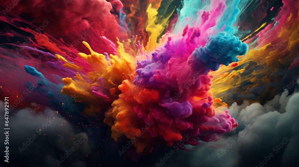 Design a visually striking scene, capturing the essence of a colorful ...