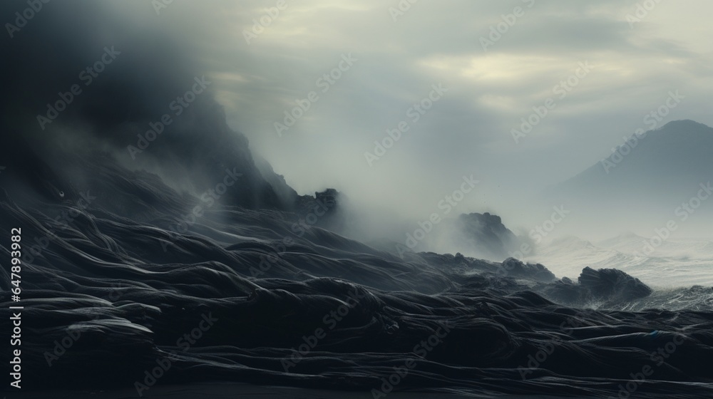"Imagine a striking visual display where smoky waves and intricate ...