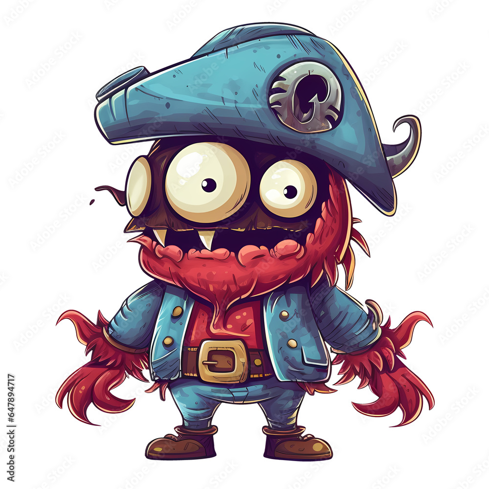 Cute Pirate Monster Clipart Illustration Stock Illustration | Adobe Stock