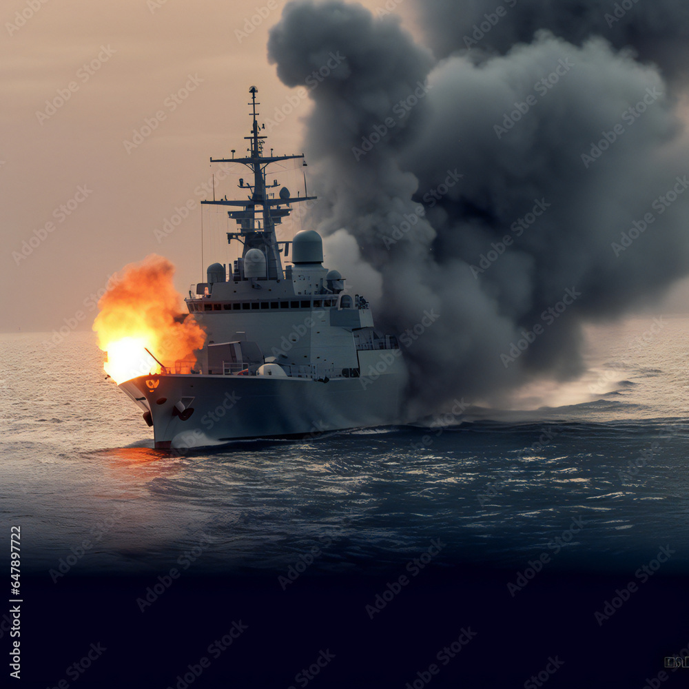 Battle on the High Seas: Warship Under Attack, Captured in the Crucible ...