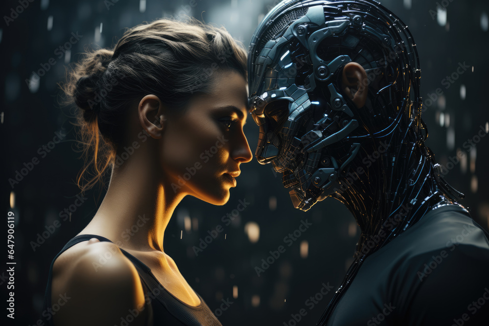 couple hyper realistic ai minds intertwining with circuits, ai ...