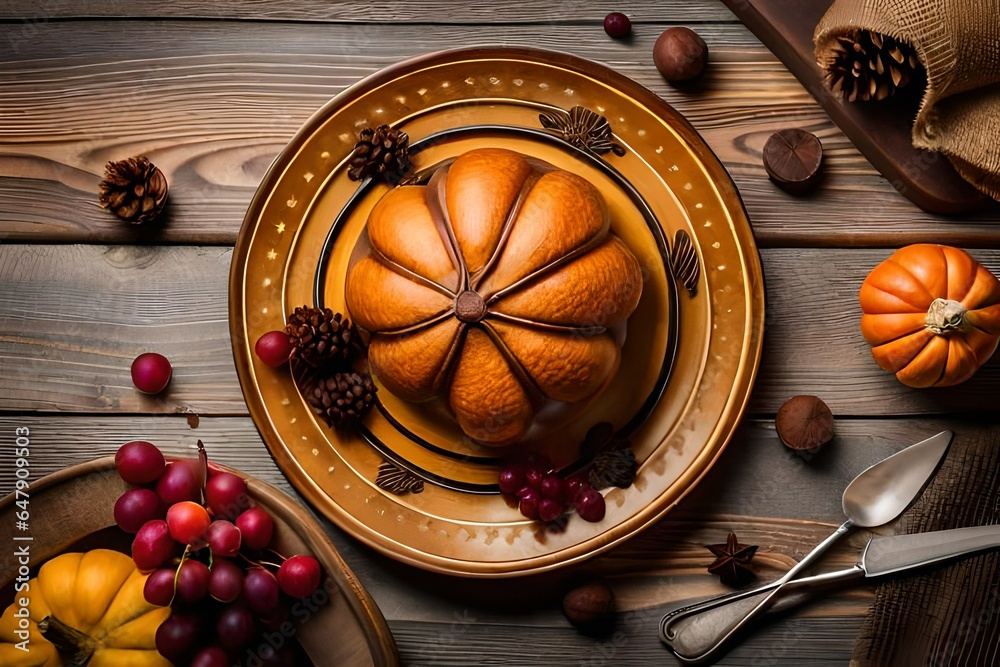 thanksgiving celebration traditional dinner meal setting, festive food ...