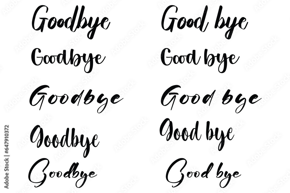 set of design elements. Good bye text. Isolated Good bye text on the ...